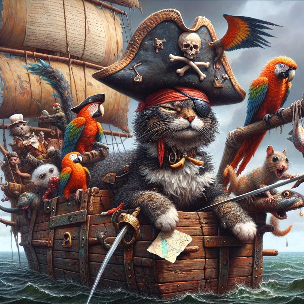 Pirate Captain - Feline Pirate in Swashbuckling Adventure
