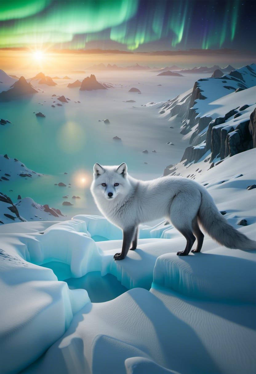 Arctic Fox in the Icy North - AI Generated Artwork - NightCafe Creator