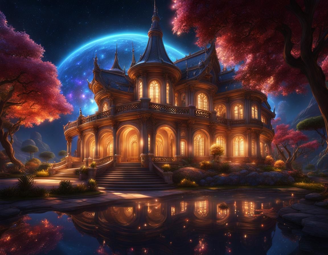 Starfall Chateau - AI Generated Artwork - NightCafe Creator