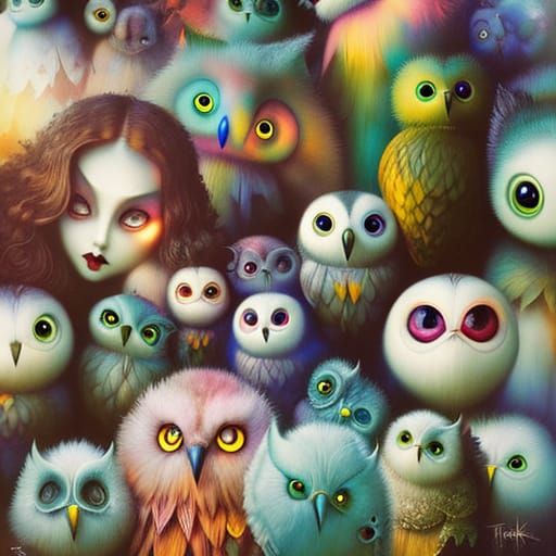 Collaboration art - owls - AI Generated Artwork - NightCafe Creator