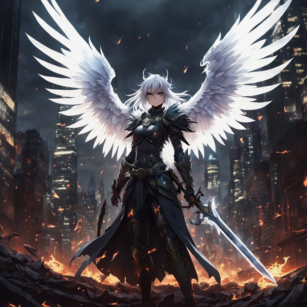 Angel of the Apocalypse - Apocalyptic Angel with Radiant Swo...
