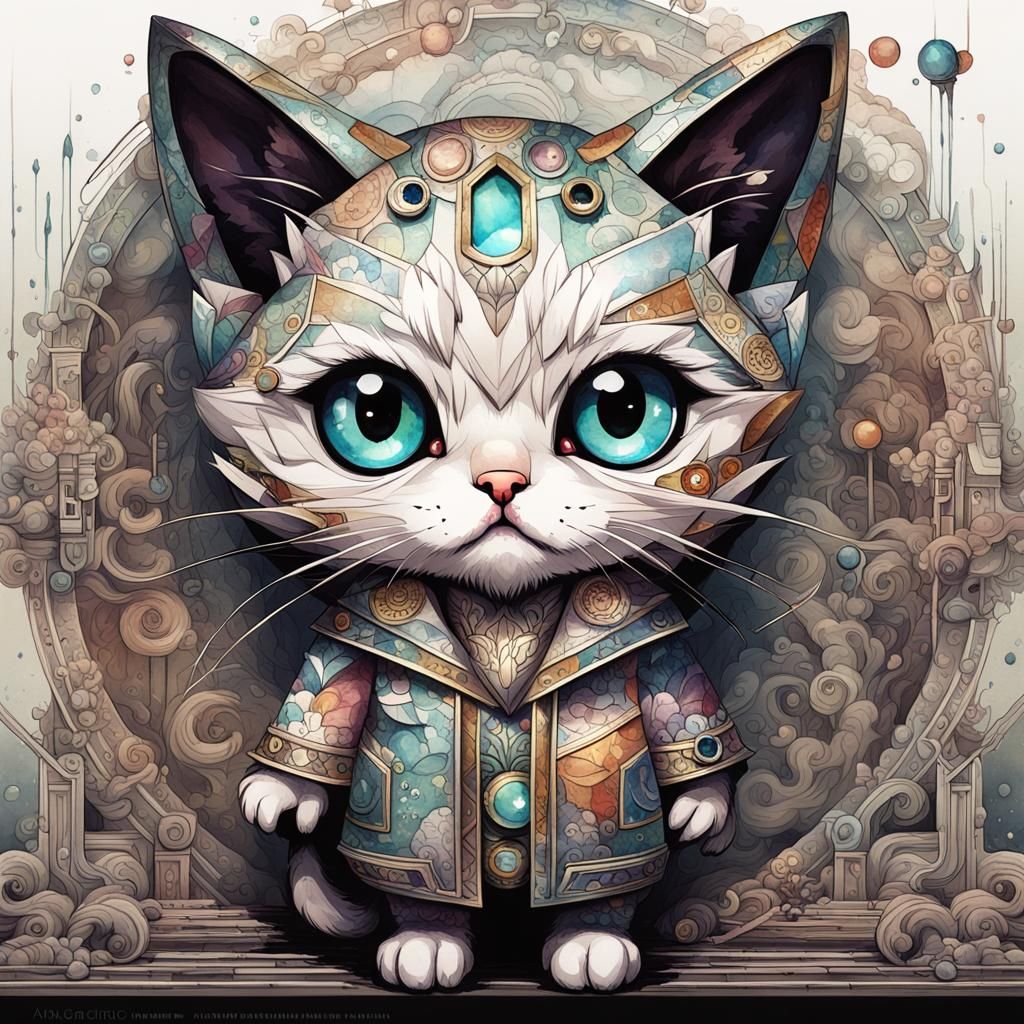Guardian kitty protects wisdom - AI Generated Artwork - NightCafe Creator