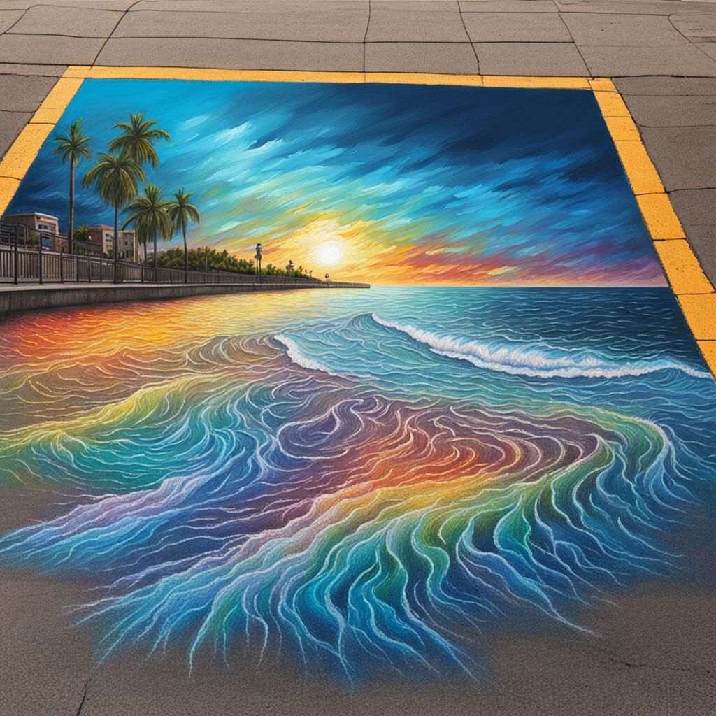 Waves in Chalk - AI Generated Artwork - NightCafe Creator