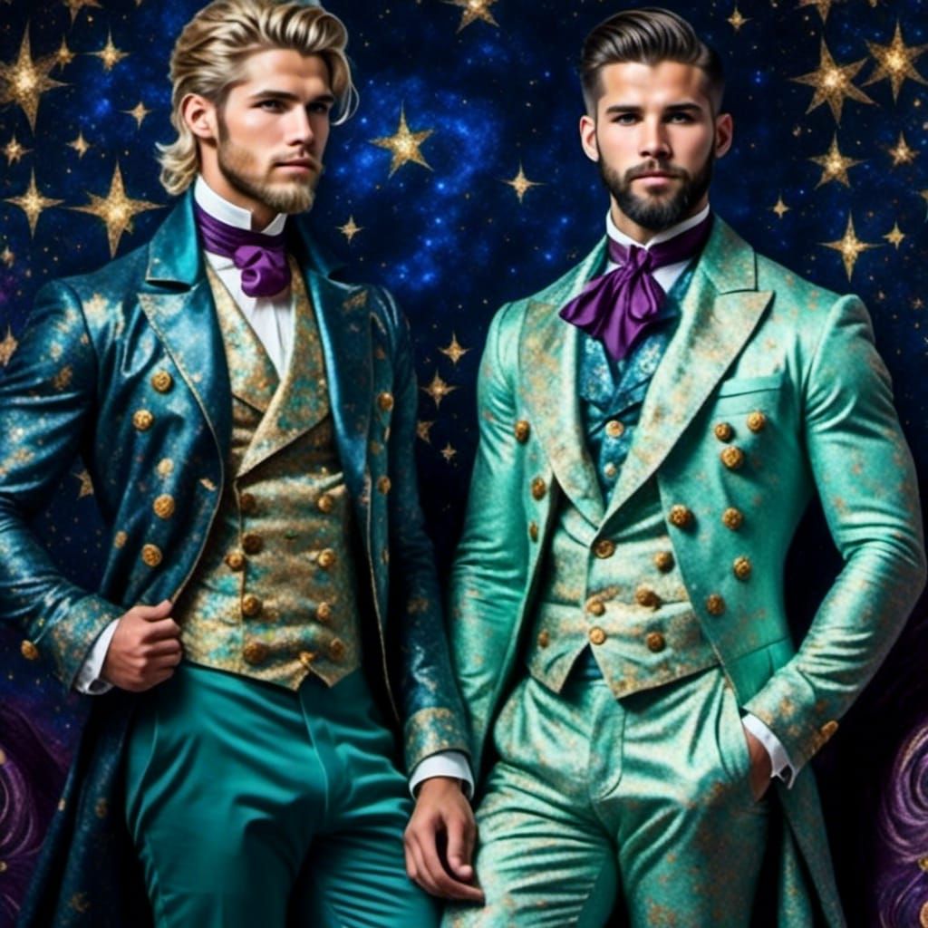 Handsome male couple on a starry night - AI Generated Artwork ...