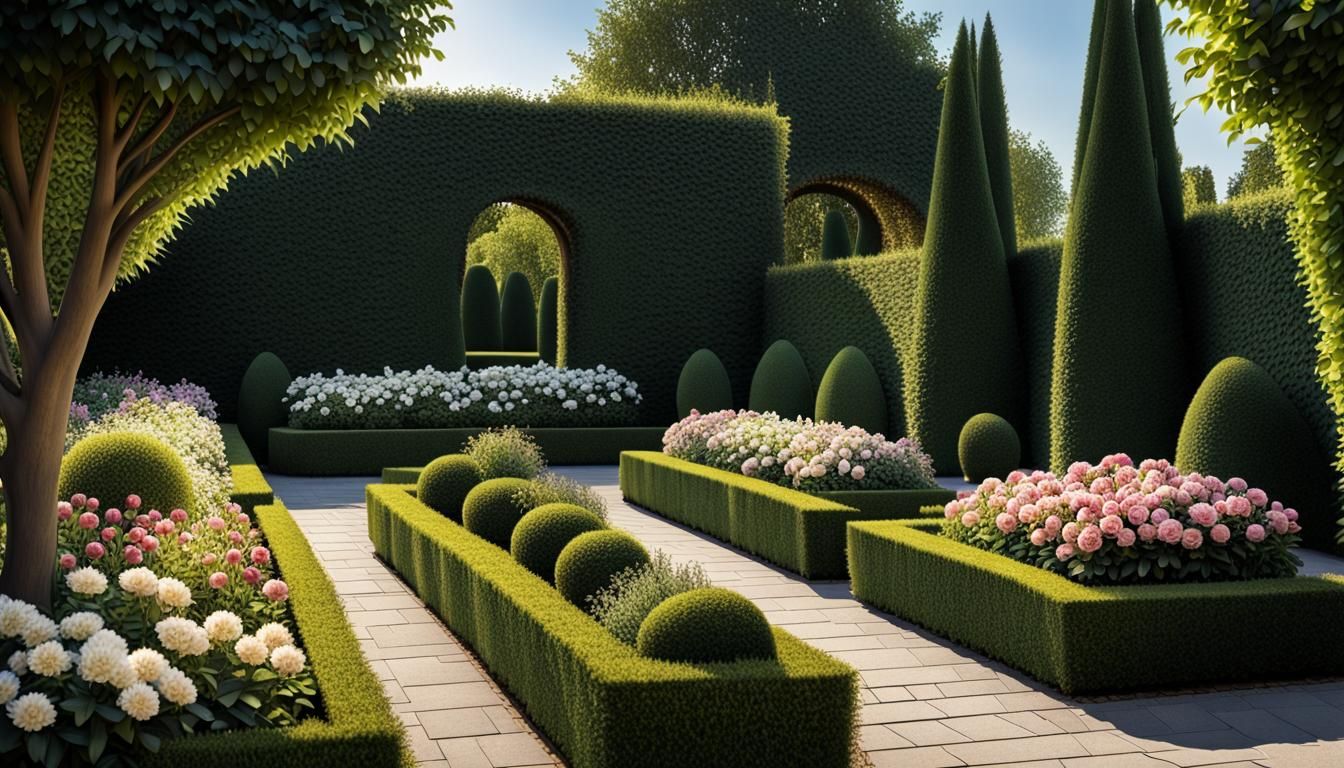 Urban garden with beautiful hedges - AI Generated Artwork - NightCafe ...