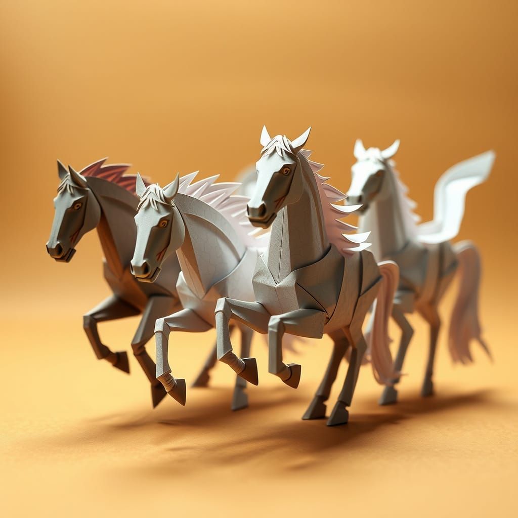 the horsemen of the apocalypse Origami paper folds papercraft, made of ...