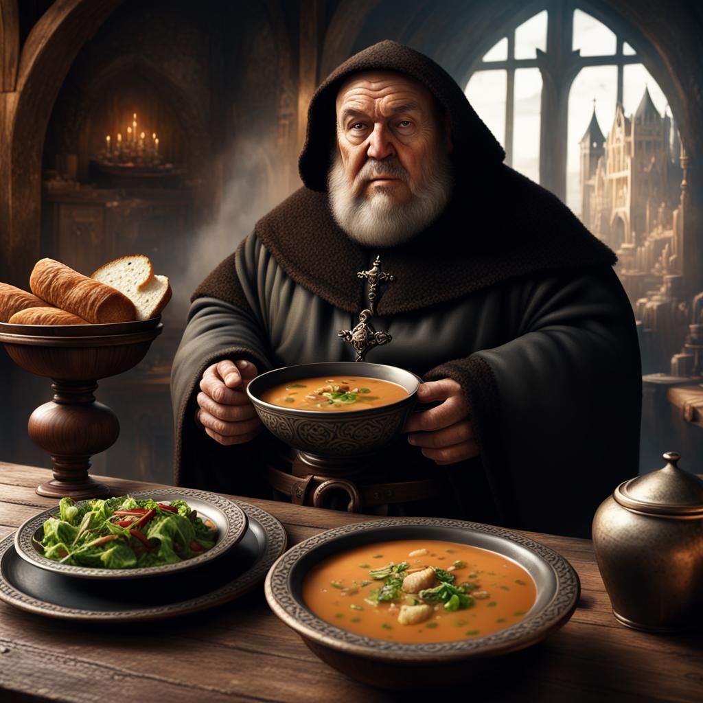 A Meal for the Friar - AI Generated Artwork - NightCafe Creator