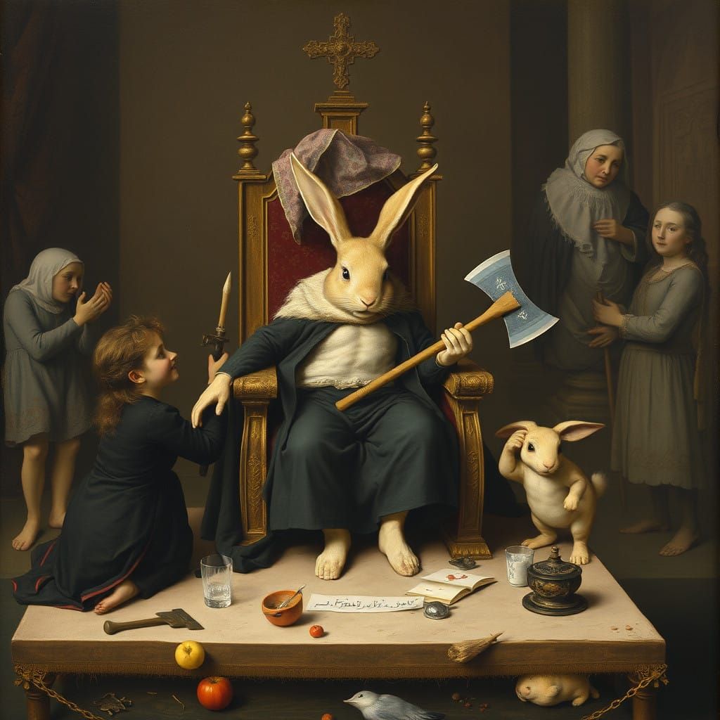 Mysterious Rabbit Monarch in Dark Fantasy Style - AI Art