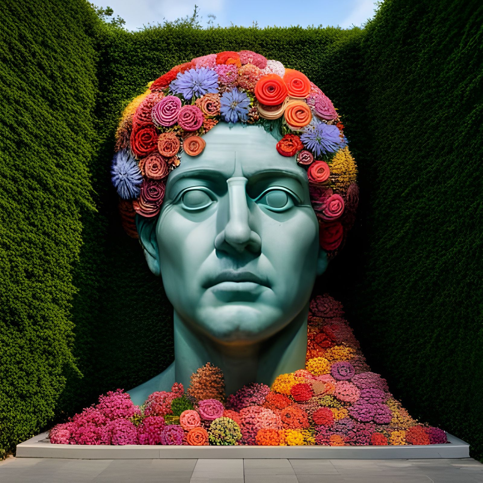 Flower Crowned Caesar Statue - AI Generated Artwork - NightCafe Creator