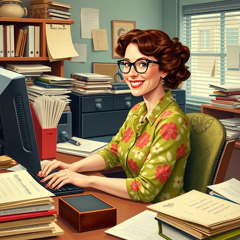 Administrative Professionals Day - Busy Office Scene in Warm...
