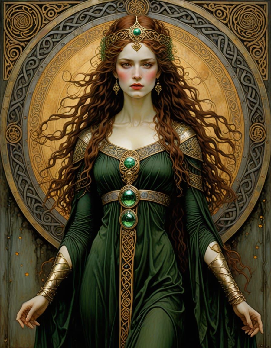 The Celtic Goddess Danu 1 - Celtic Goddess Danu in Art Nouve...