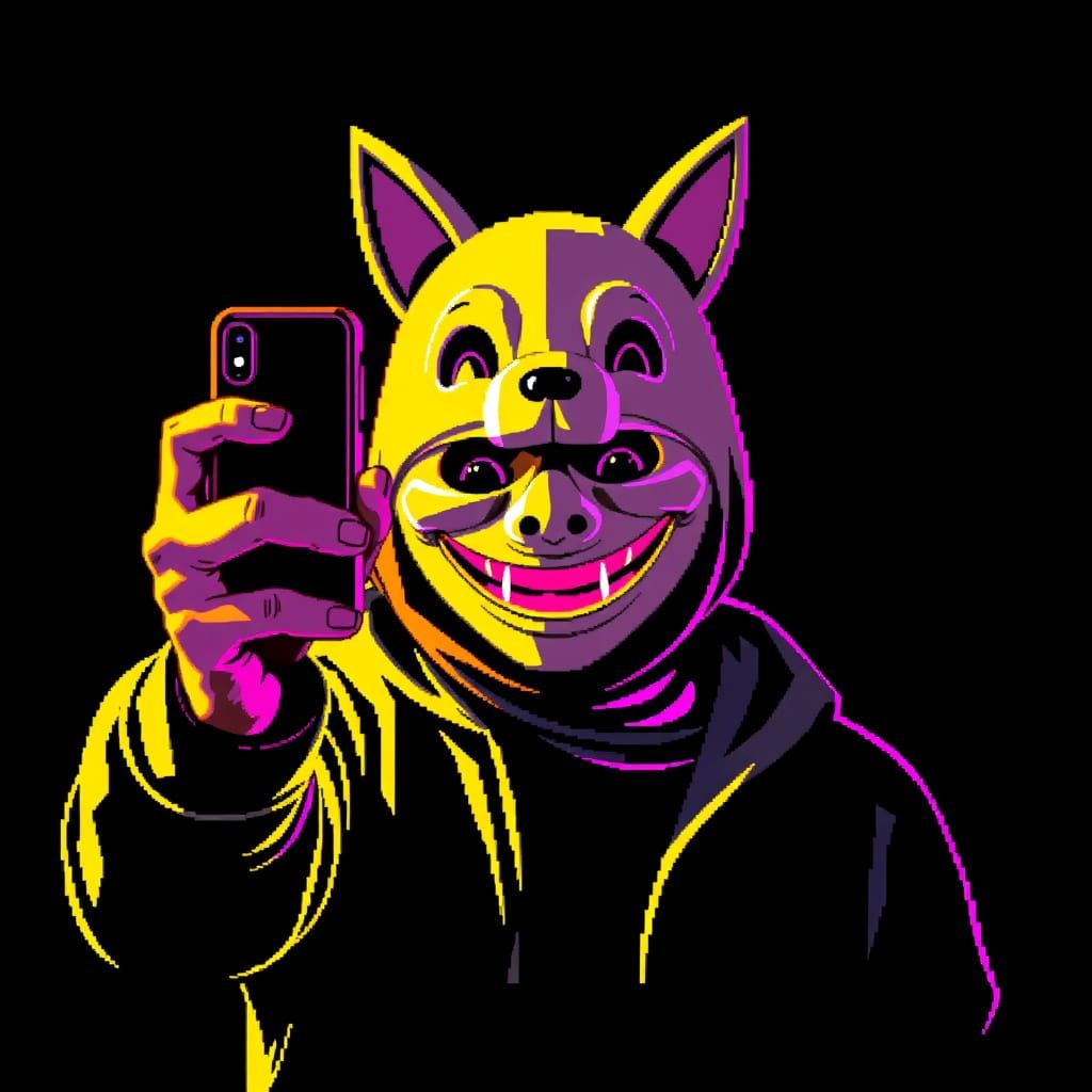 Smiling Man in 8-bit Pixel Art Horror VHS Tape Sce... - AI Art