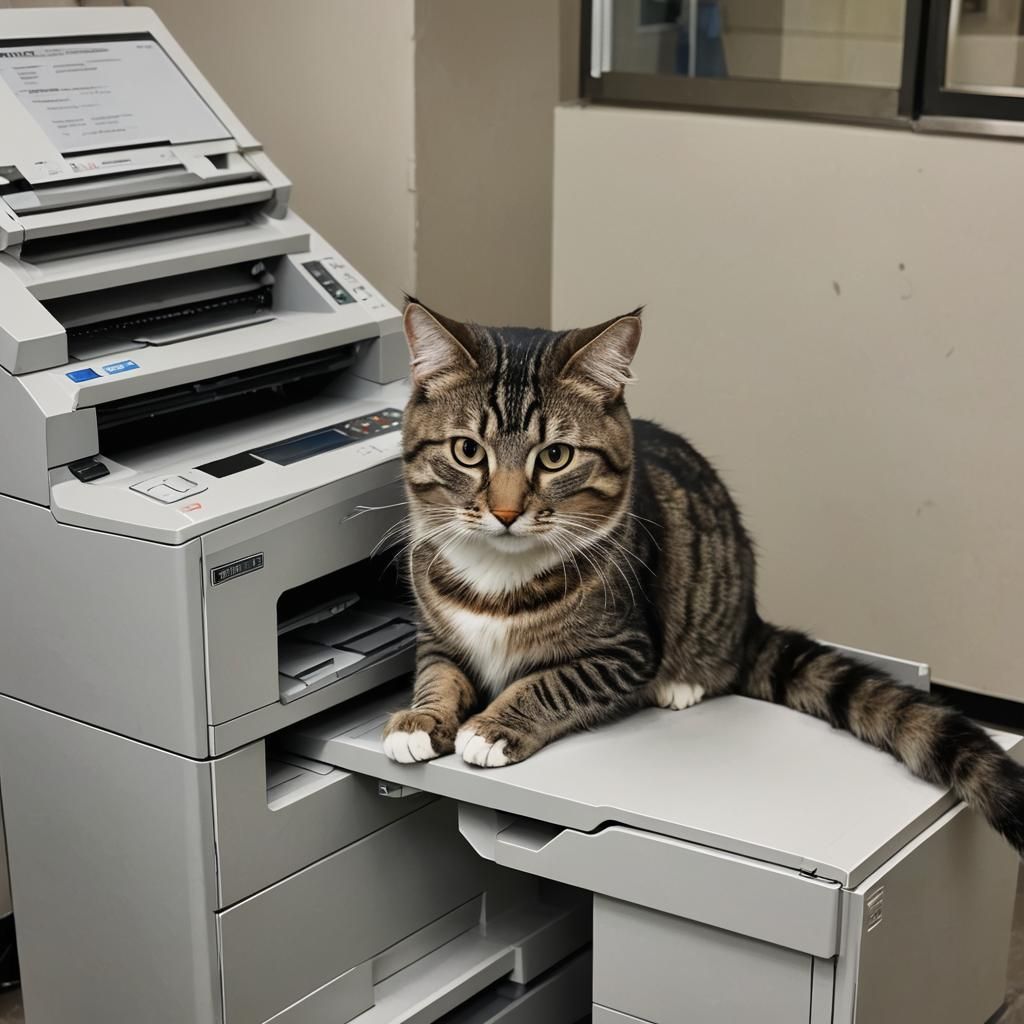 Cat working on a copy machine in the pet station - AI Generated Artwork ...