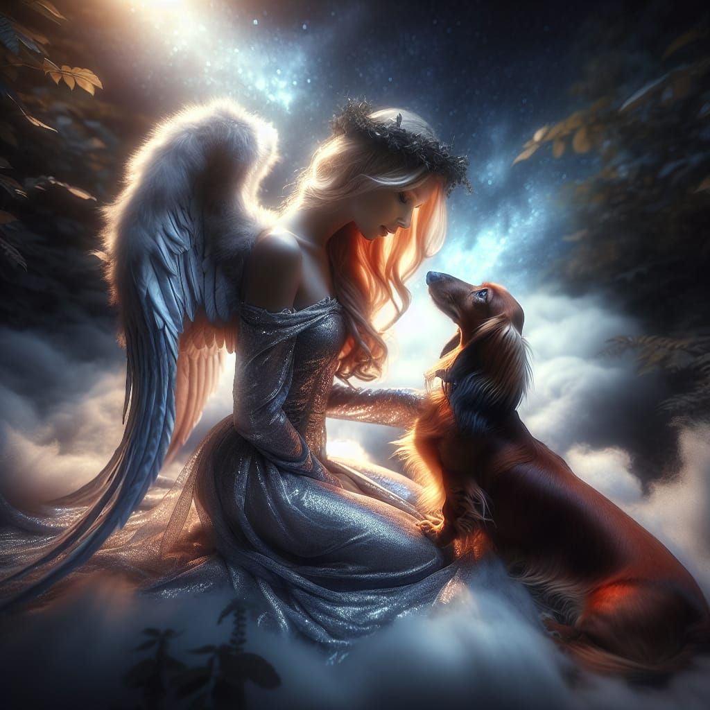 angel and dog - AI Generated Artwork - NightCafe Creator