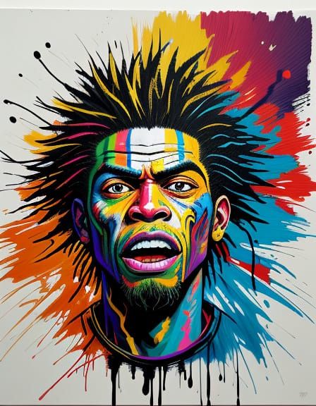 Distorted Monkey Scream in Neo-Expressionist Graff... - AI Art