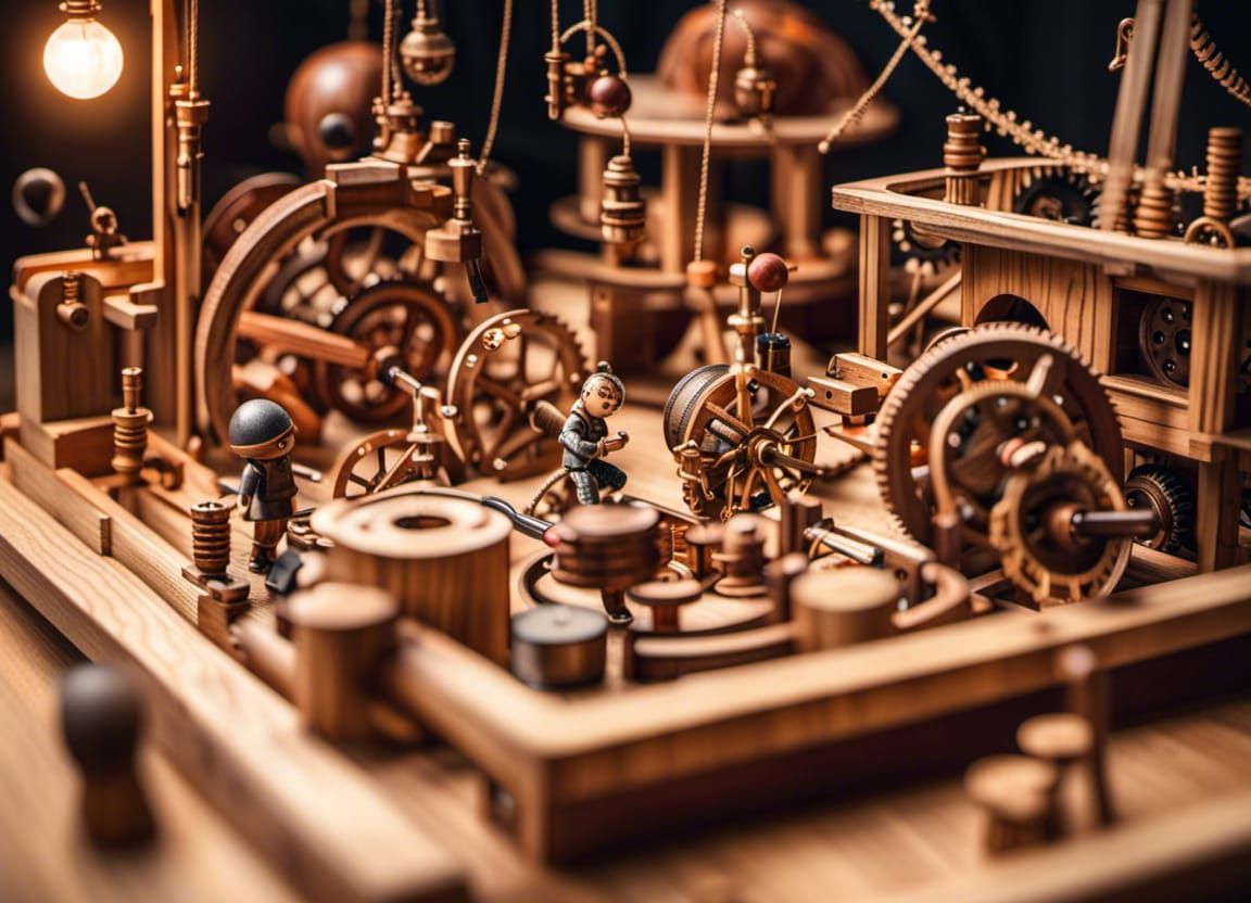 wooden toys;🧒🧒 playing with hand-cranked wooden automata;intricate ...