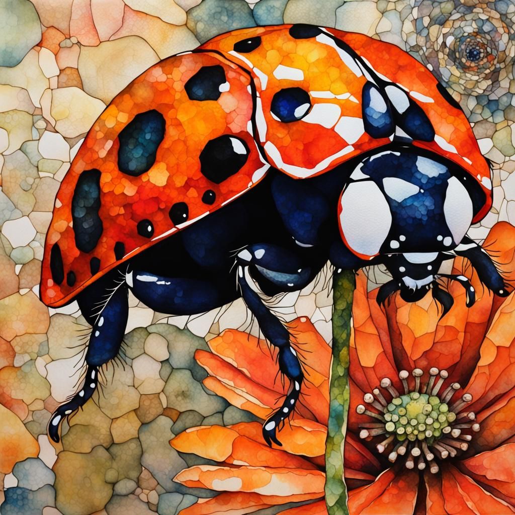 googly eyed ladybug with googly eyes sitting on an orange poppy alcohol ...