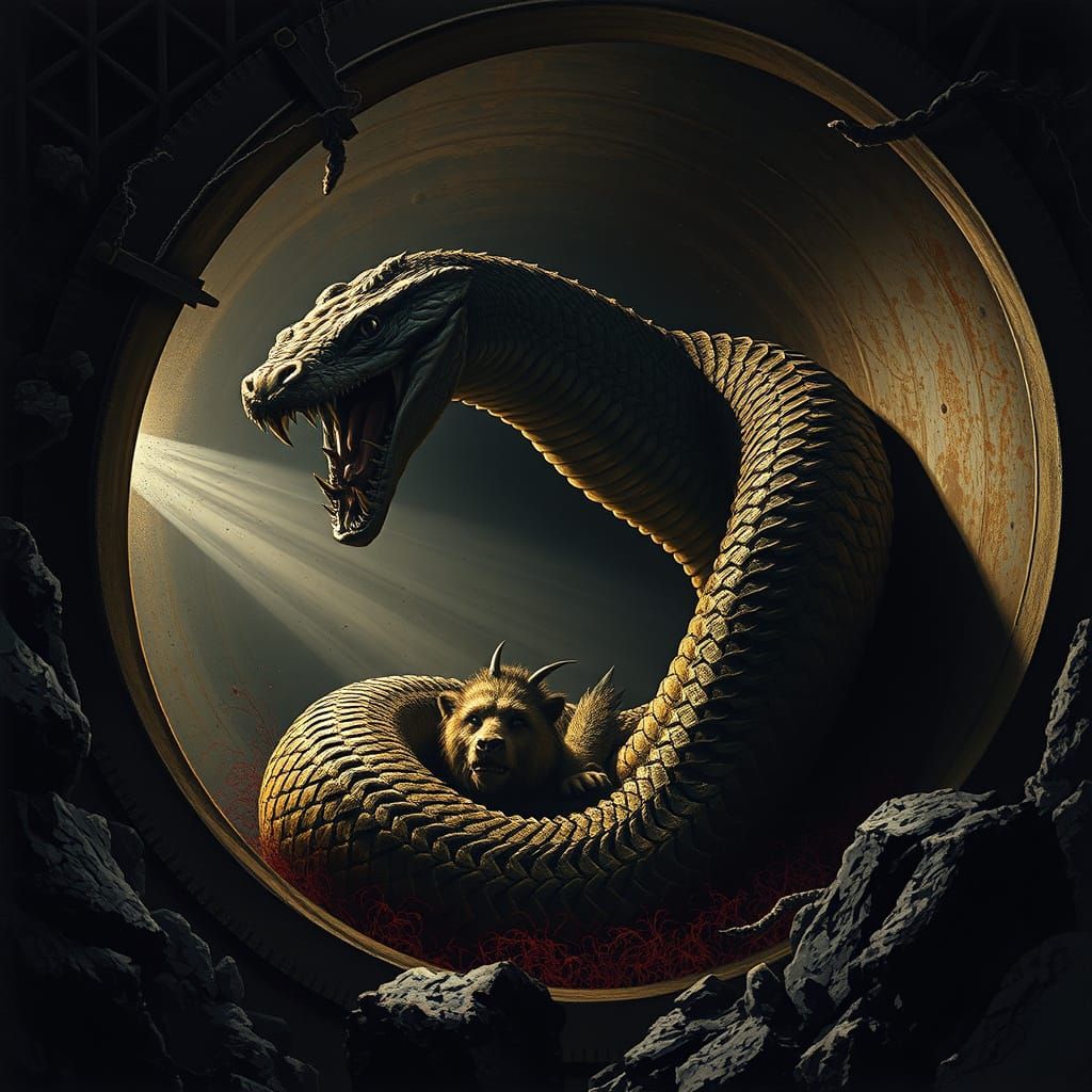 The Pip Snake - Gargantuan Serpent Conquers Dark, Rusted Pip...