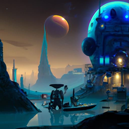 Glamping on Neptune - AI Generated Artwork - NightCafe Creator