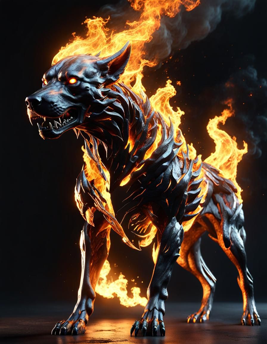 Fire hell dog - AI Generated Artwork - NightCafe Creator