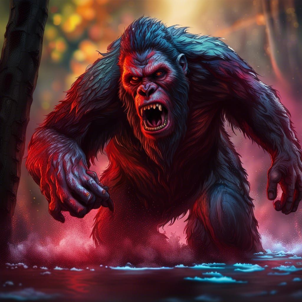 Demonic scary blood thirsty Bigfoot - AI Generated Artwork - NightCafe ...