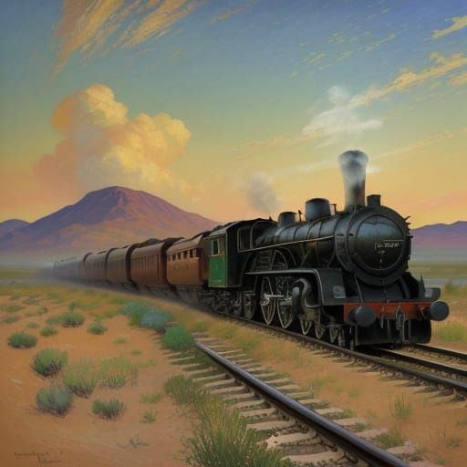 Epic Impressionist Masterpiece of Steam Trains in ... - AI Art
