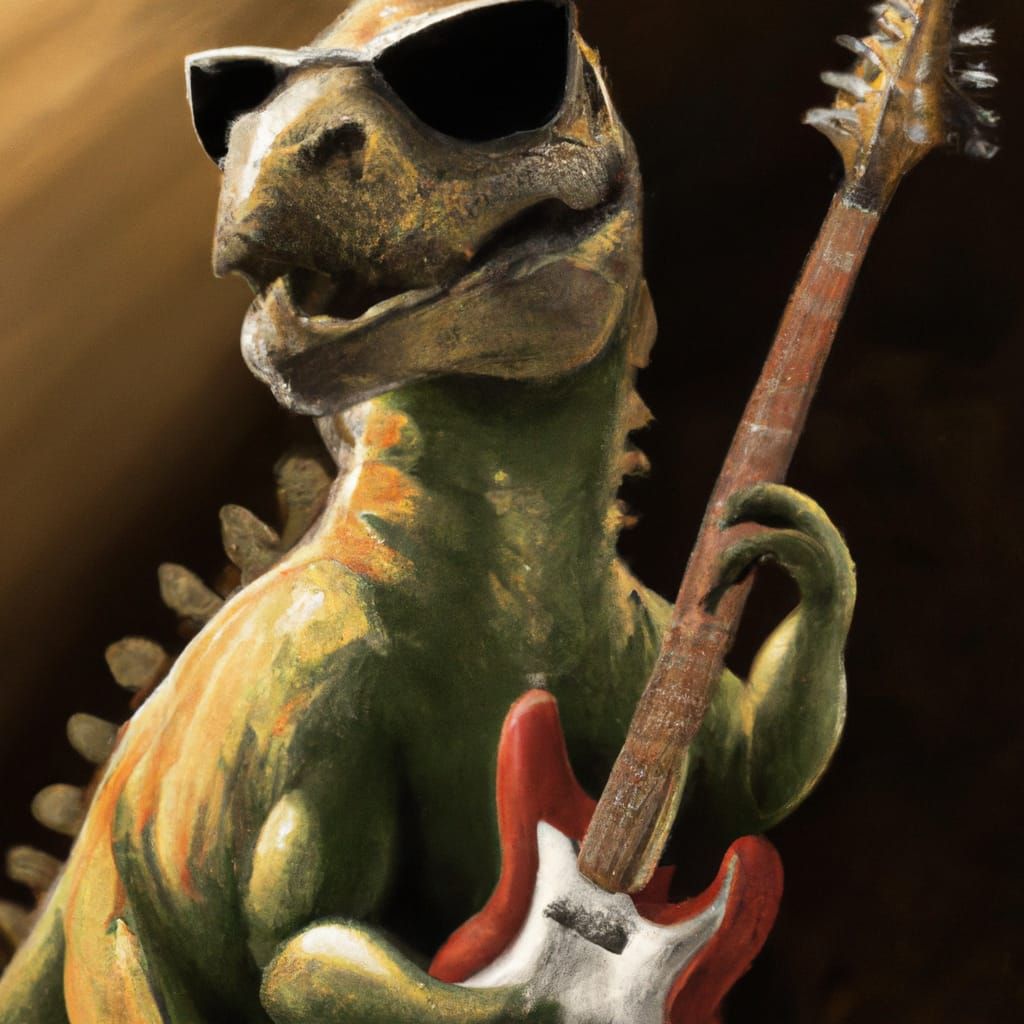 a CGI poster of Denver the last dinosaur as a Corythosaurus with shades ...