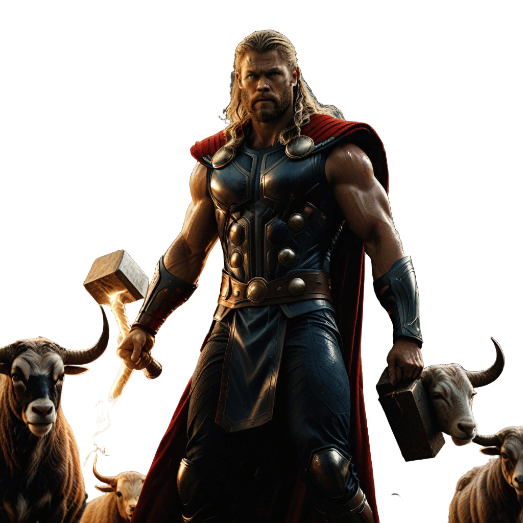 Epic Thor Chariot Scene with Lightning and Majesti... - AI Art