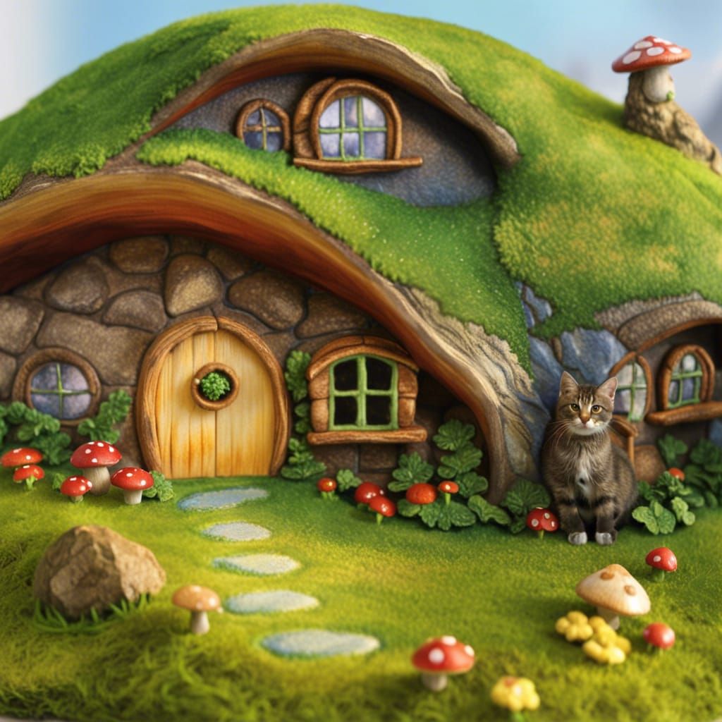 Hobbit cat house - AI Generated Artwork - NightCafe Creator