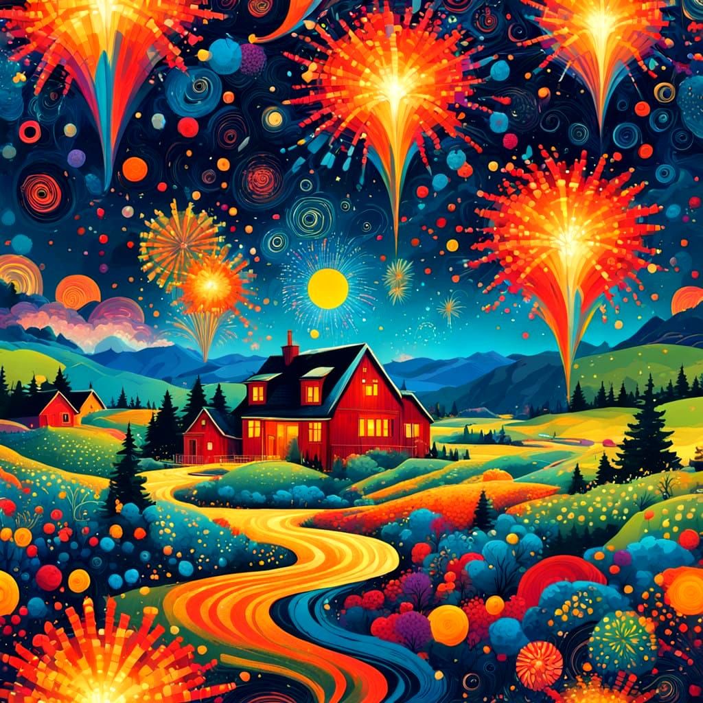 New Year’s Celebrations - Midnight Vibrance: Fireworks Over...