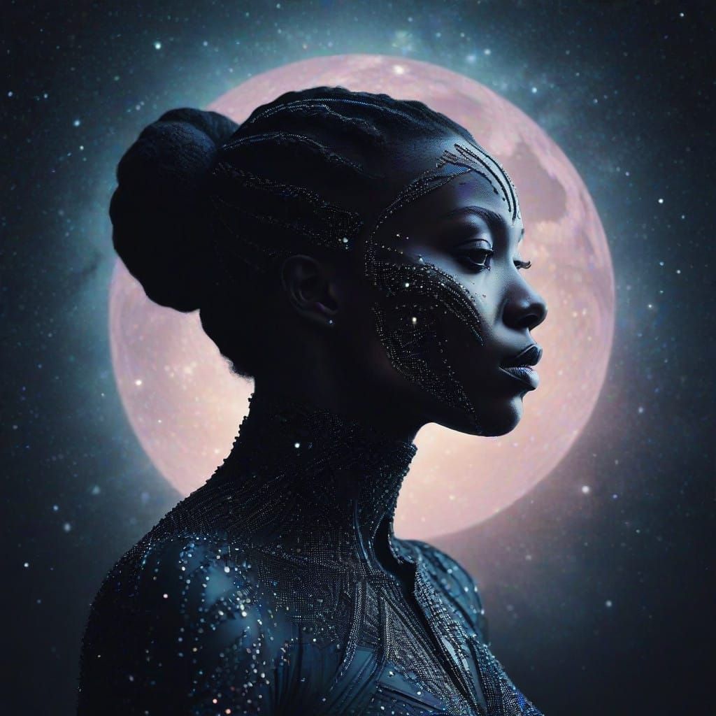 black panther silhouette - Black Panther in a Dreamy Cosmic...
