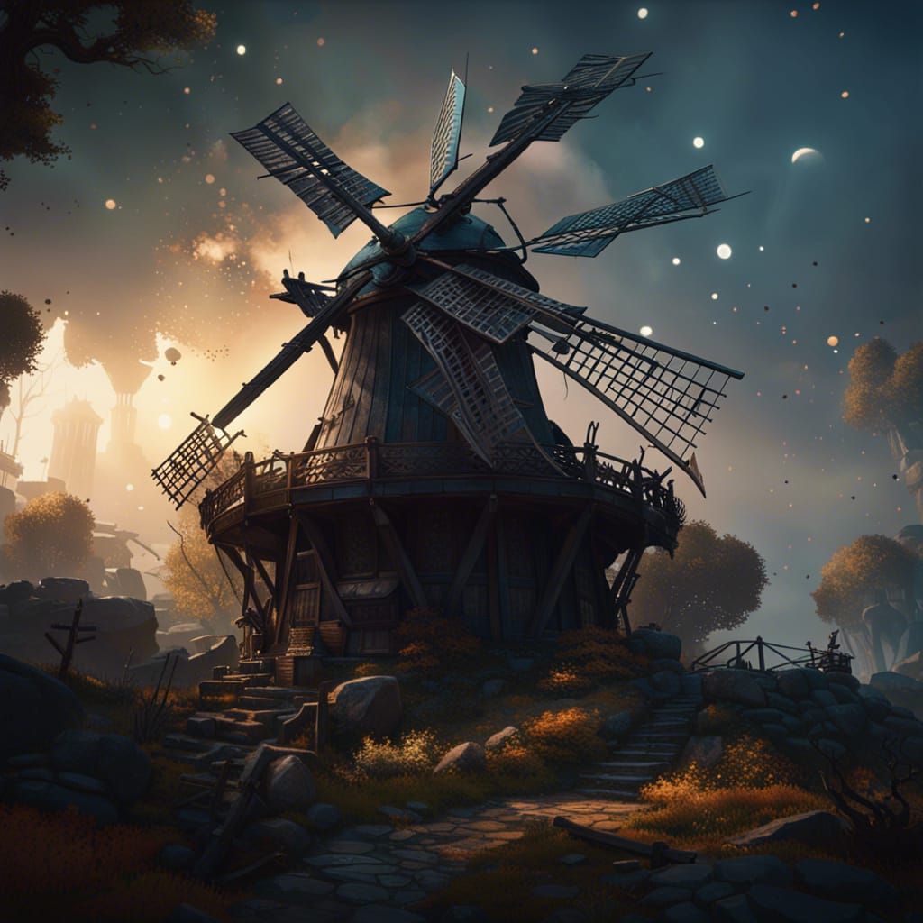 destructed windmill - AI Generated Artwork - NightCafe Creator