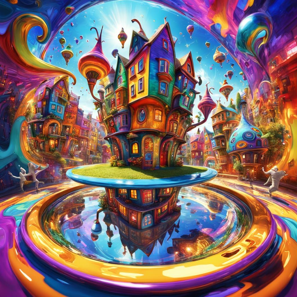 Surreal Maze of Houses Reflecting Anthropomorphic ... - AI Art