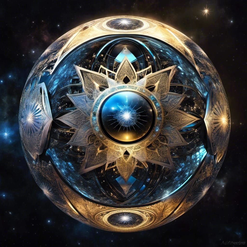 3D floating transparent antigrav deathstar mandala sphere by artist ...