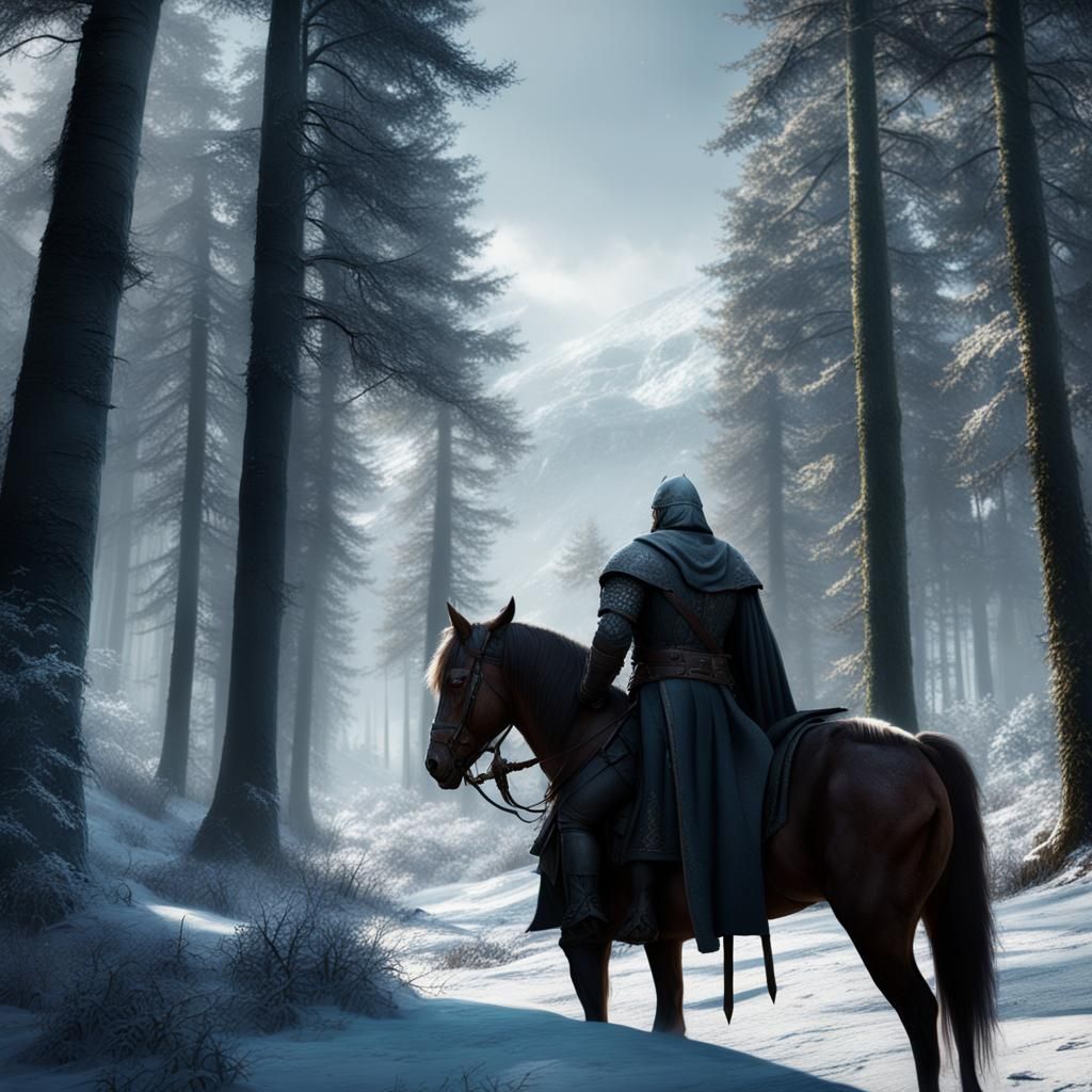 Warrior on Horseback in Winter - AI Generated Artwork - NightCafe Creator