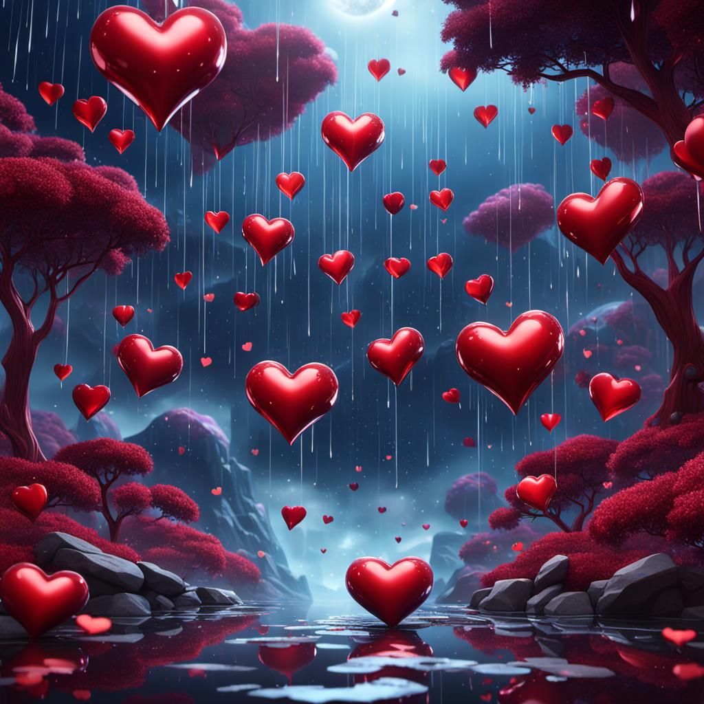 rain of hearts - AI Generated Artwork - NightCafe Creator
