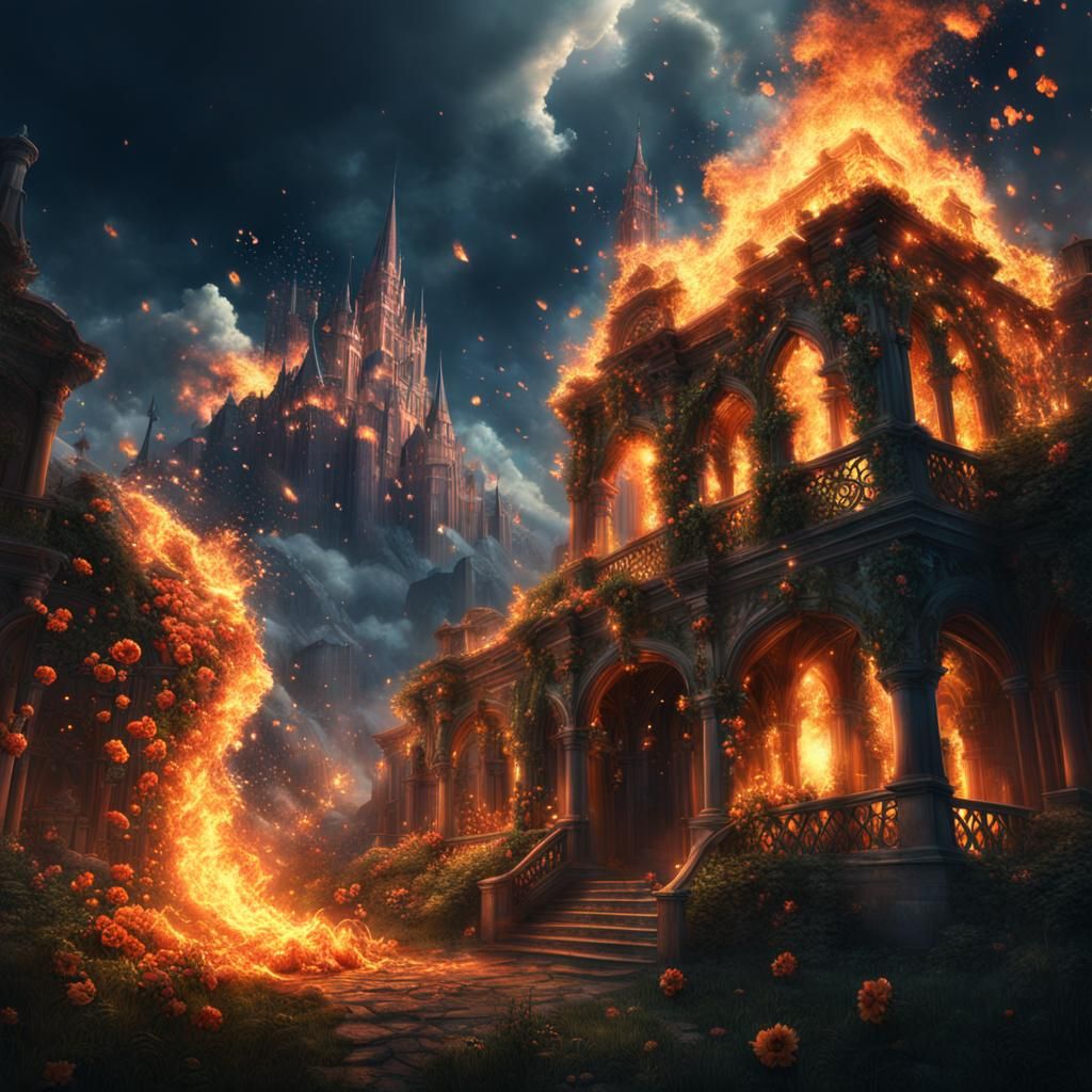 Disney castle on fire - AI Generated Artwork - NightCafe Creator