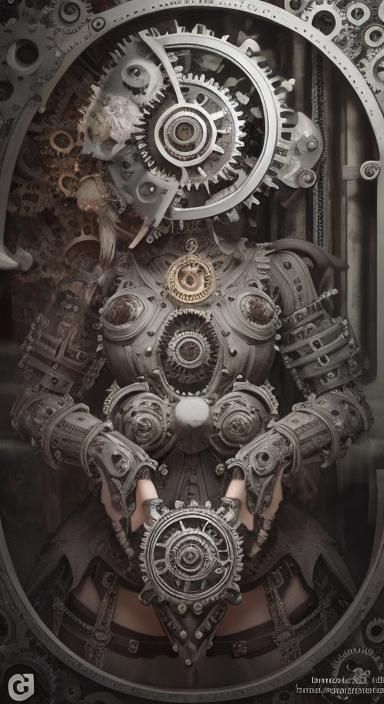 An intricate female 2 of clubs, complex gothic diesel punk cog working ...