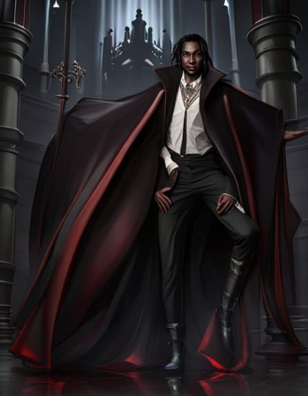 black american male vampire of darkness, Dracula, black hair, dark skin ...