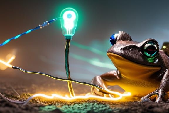 Cute Frog Biomechanical clockwork lightning Cyborg Frog lightning with ...