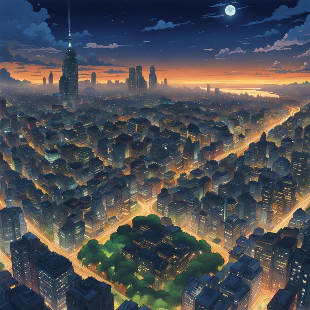 Night greenery city - AI Generated Artwork - NightCafe Creator