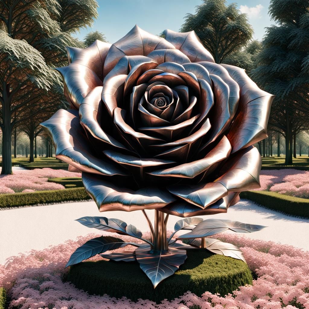 Art made from metal - Rose - AI Generated Artwork - NightCafe Creator