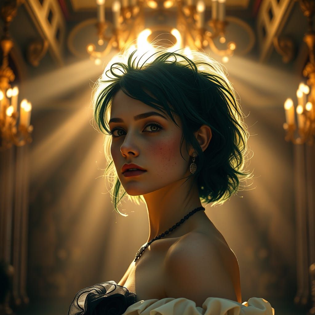 Ethereal Vampire Princess in Golden Renaissance Ba... - AI Art