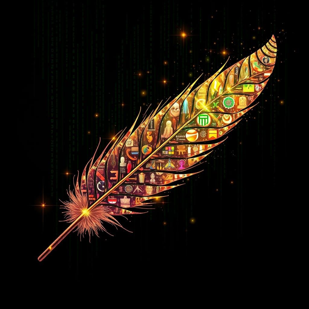 Magical matrix code feather art - Surreal Code Matrix with ...