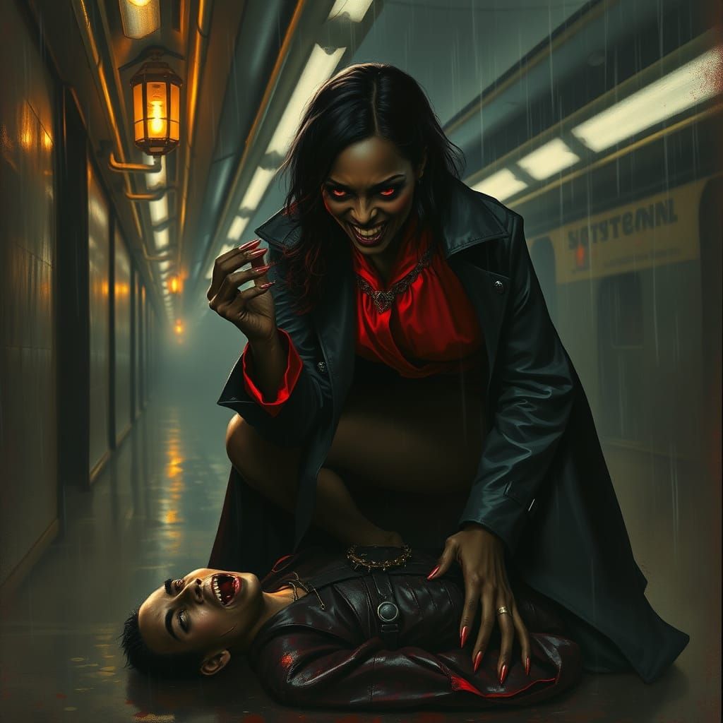 African Vampire woman - Dark Gothic Vampire Queen in Crimson...