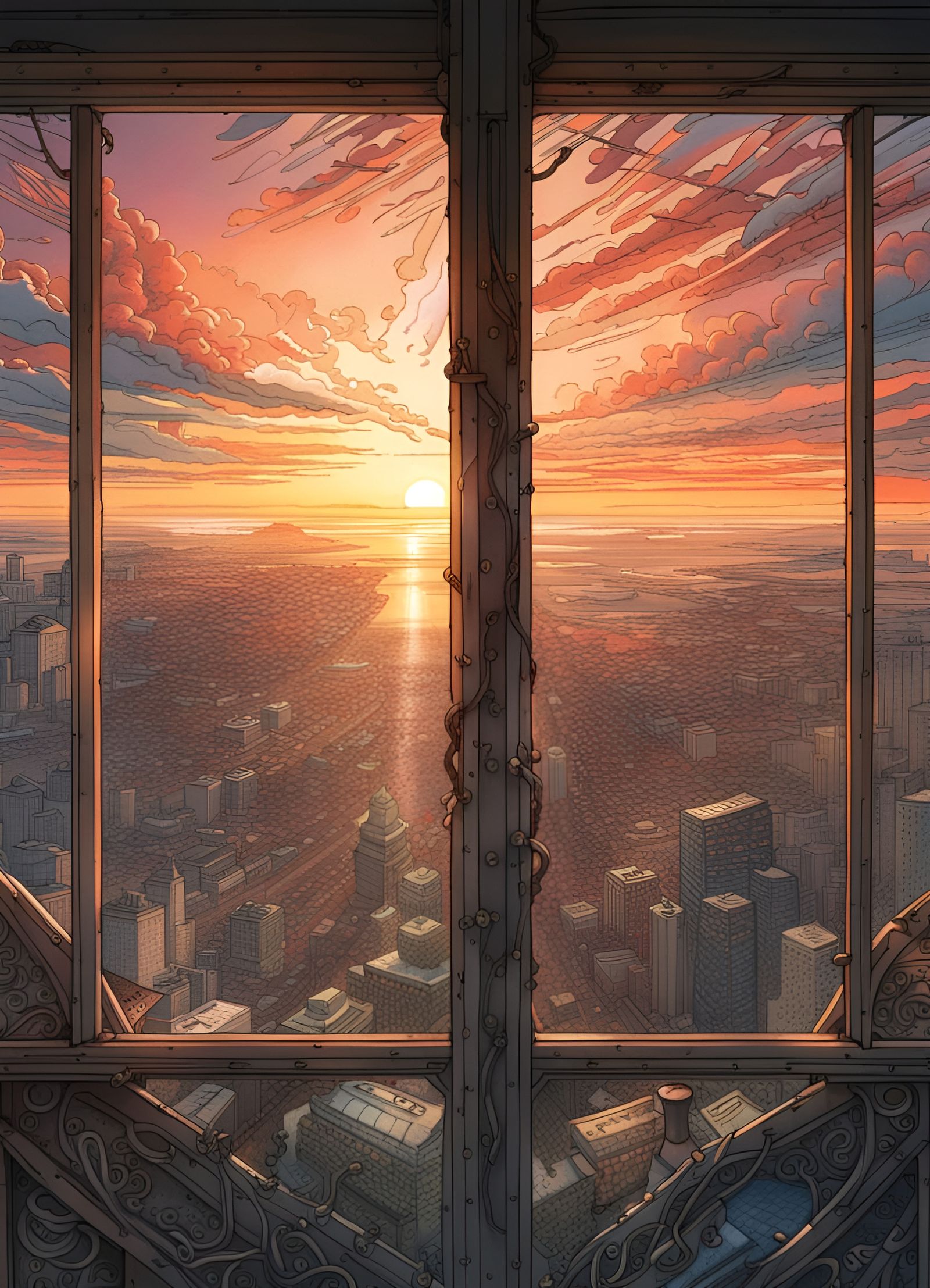Tower Window Sunset - AI Generated Artwork - NightCafe Creator