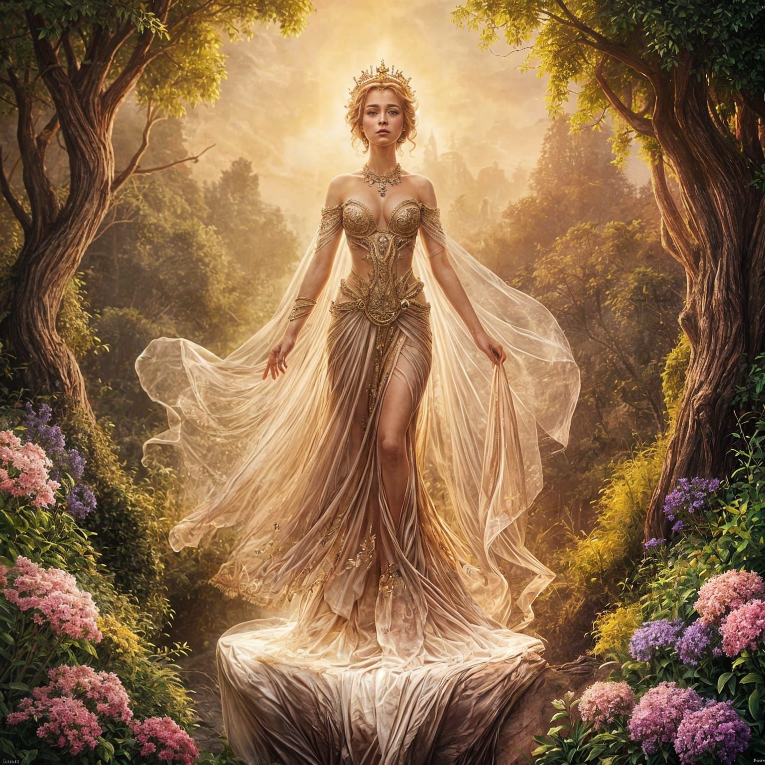 Vivi portrayed as the Queen of an ancient perfect world. oil painting ...