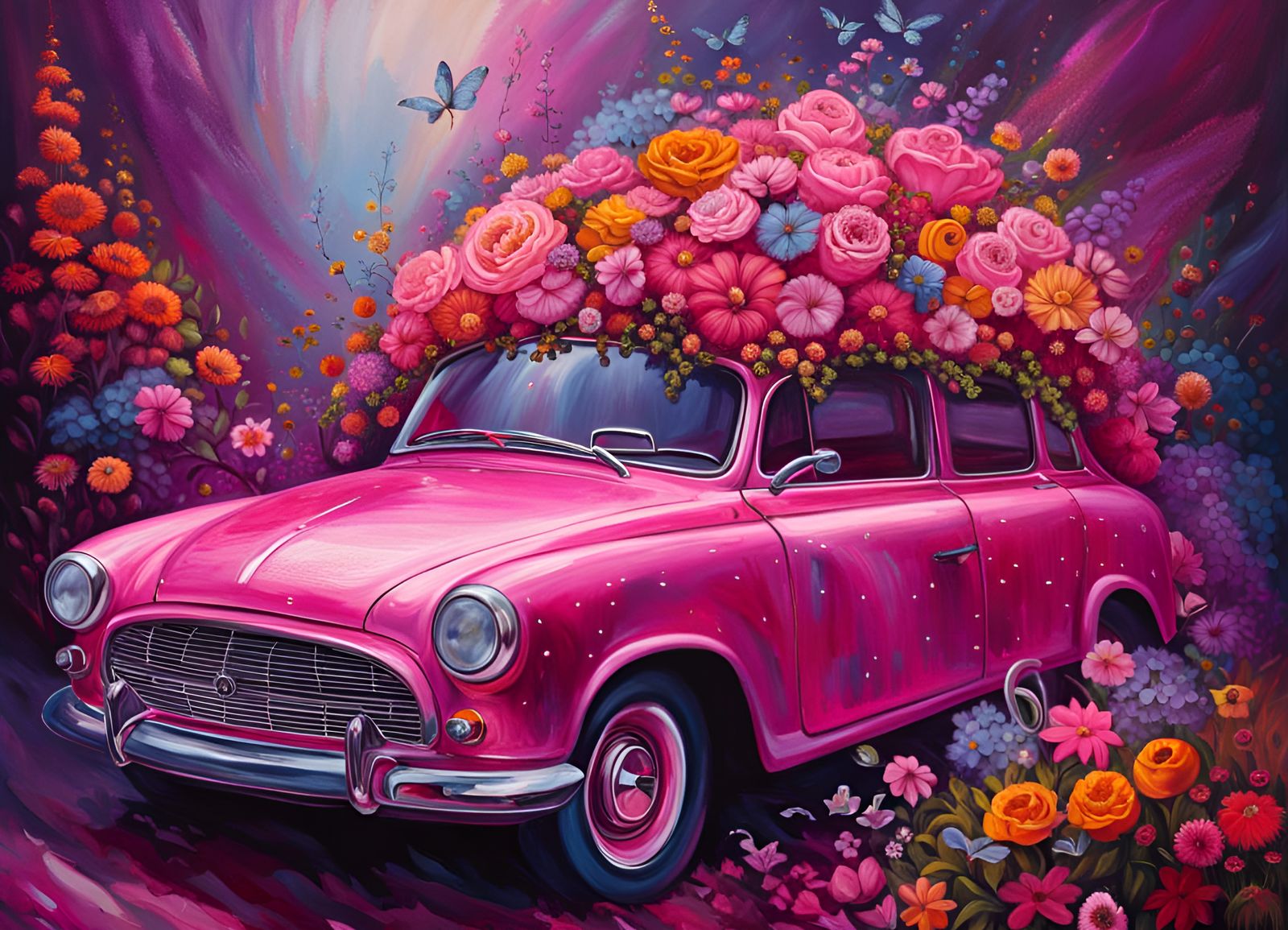 A Pink Car Full of Flowers | to Callisto13Artgal - AI Generated Artwork ...