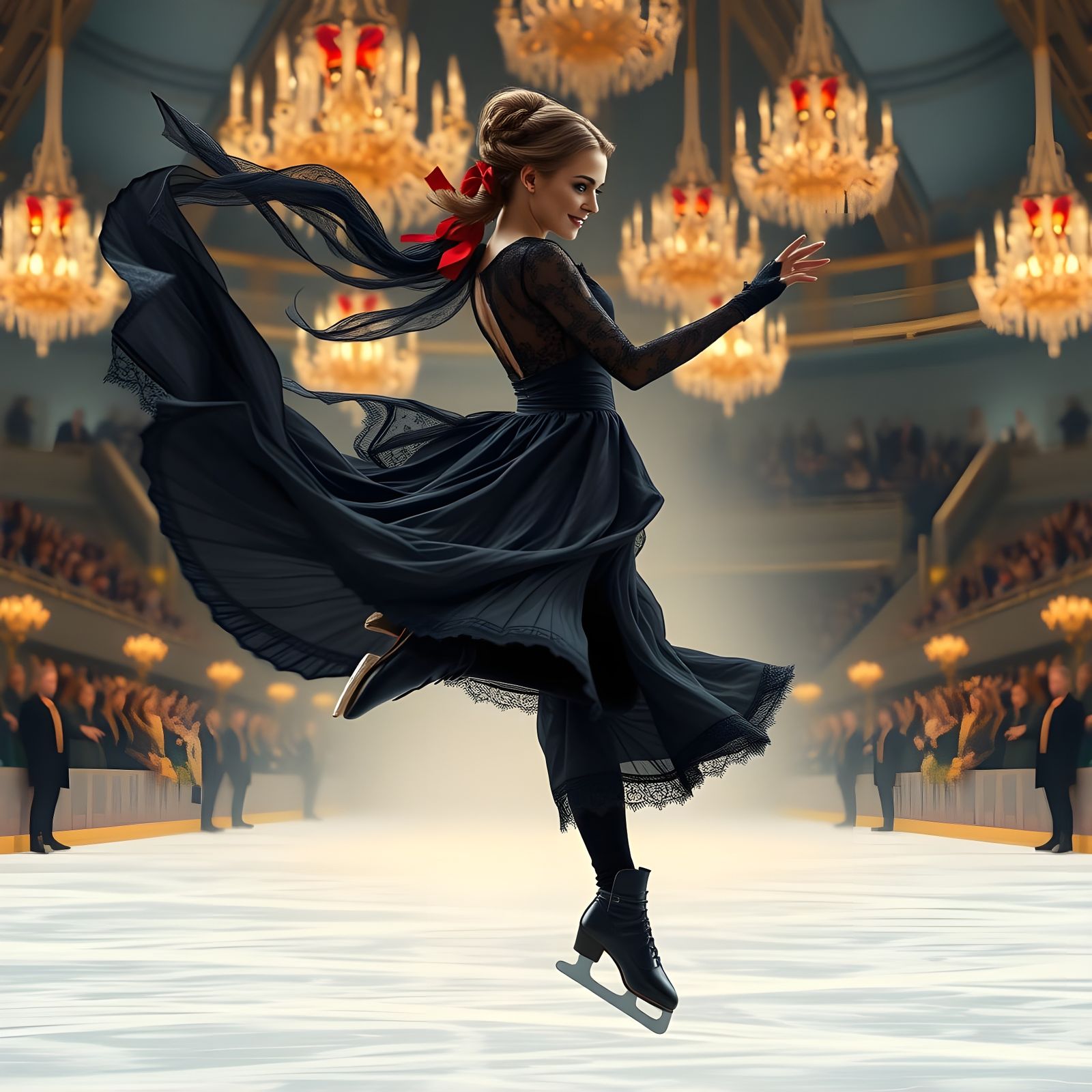Gothic Ice Skater in Enchanted Realism - AI Art
