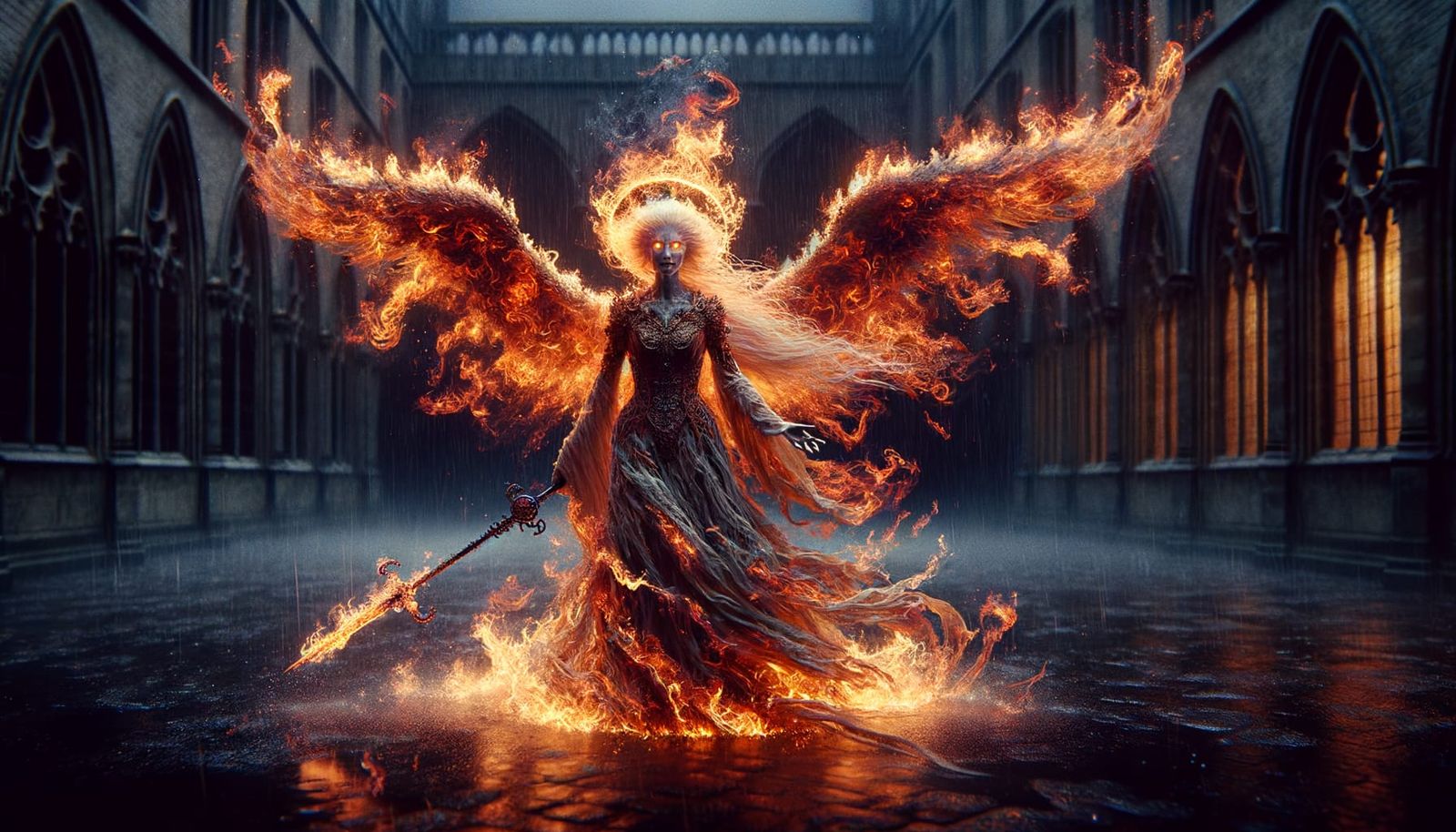 Fiery Angel of the Apocalypse - AI Generated Artwork - NightCafe Creator